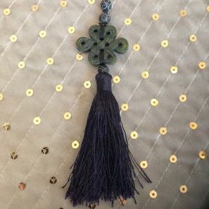 Accessories | Jade Key Ring With Dark Purple Tassel | Poshmark